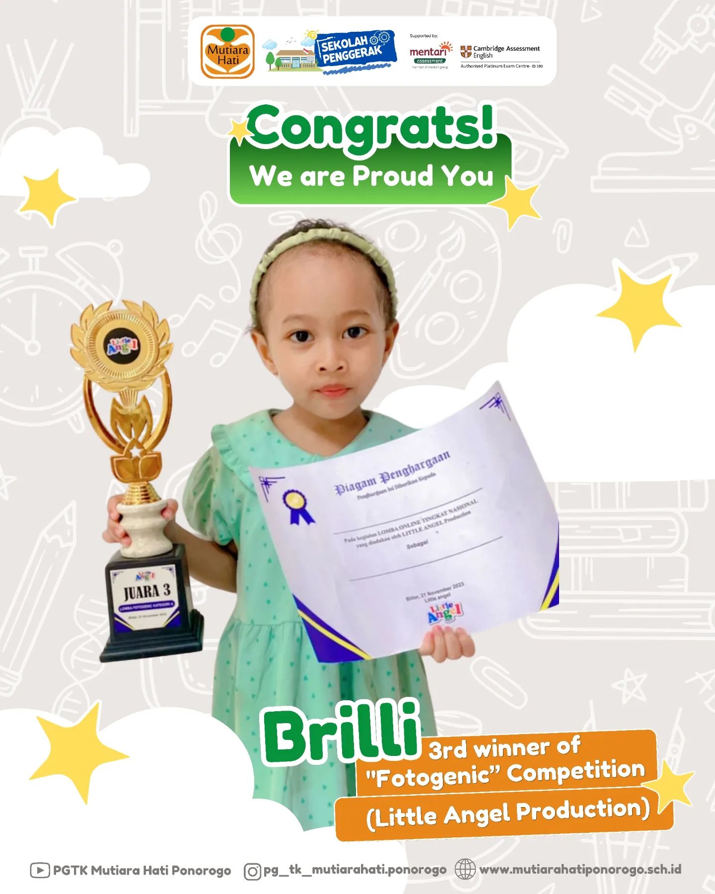 Congratulation BRILLIANT ARUNIKA MANDAGI 3rd winner of fotogenic ...